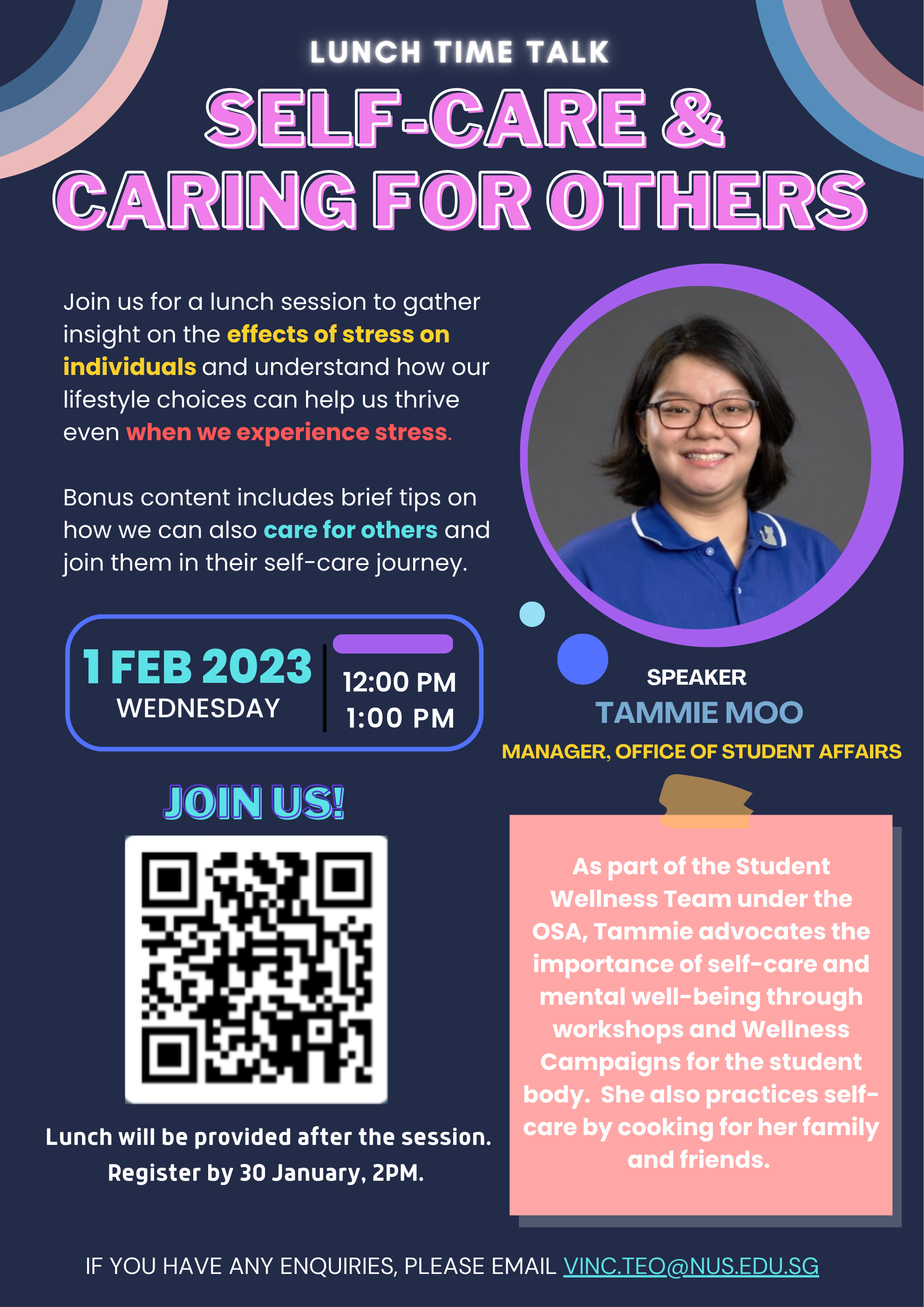 Lunchtime Talk: Self-Care & Caring for Others - NUS Faculty of Science Lunchtime Talk: Self-Care & Caring for Others - NUS Faculty of Science