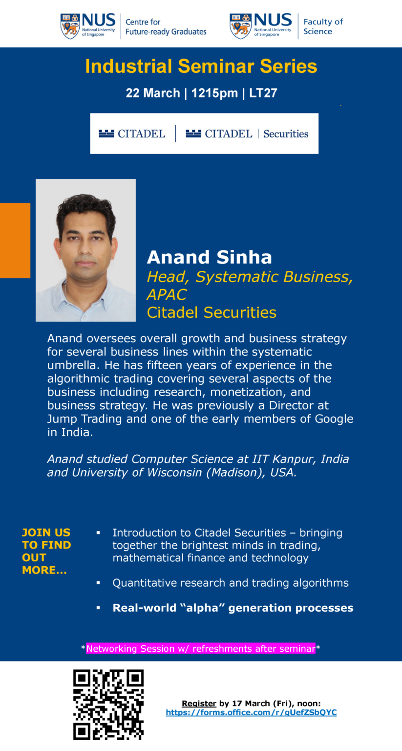 Industrial Seminar Series - Citadel - NUS Faculty of Science