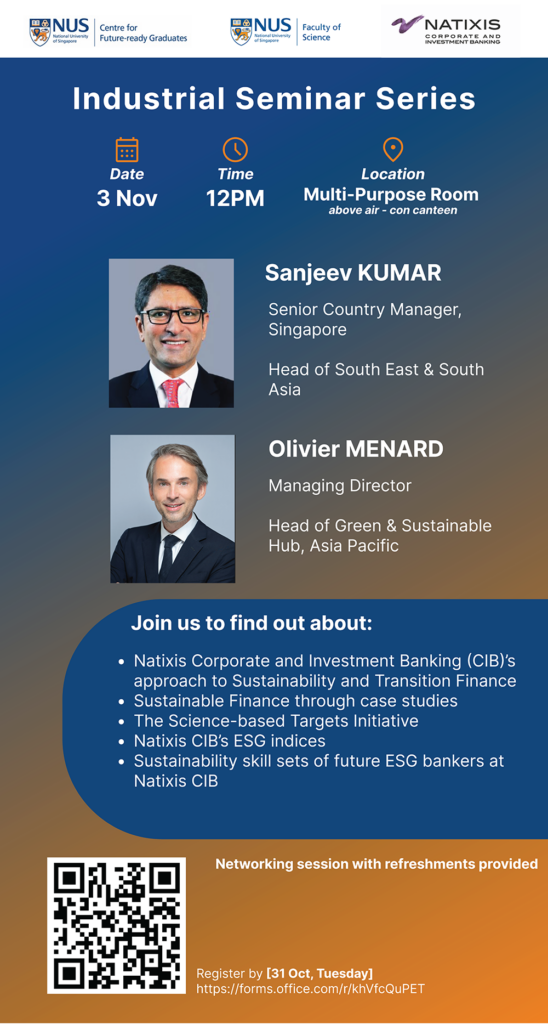 Industrial Seminar Series: Natixis - NUS Faculty of Science