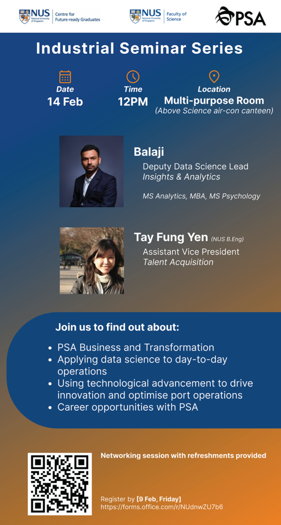Industrial Seminar Series: PSA - NUS Faculty of Science