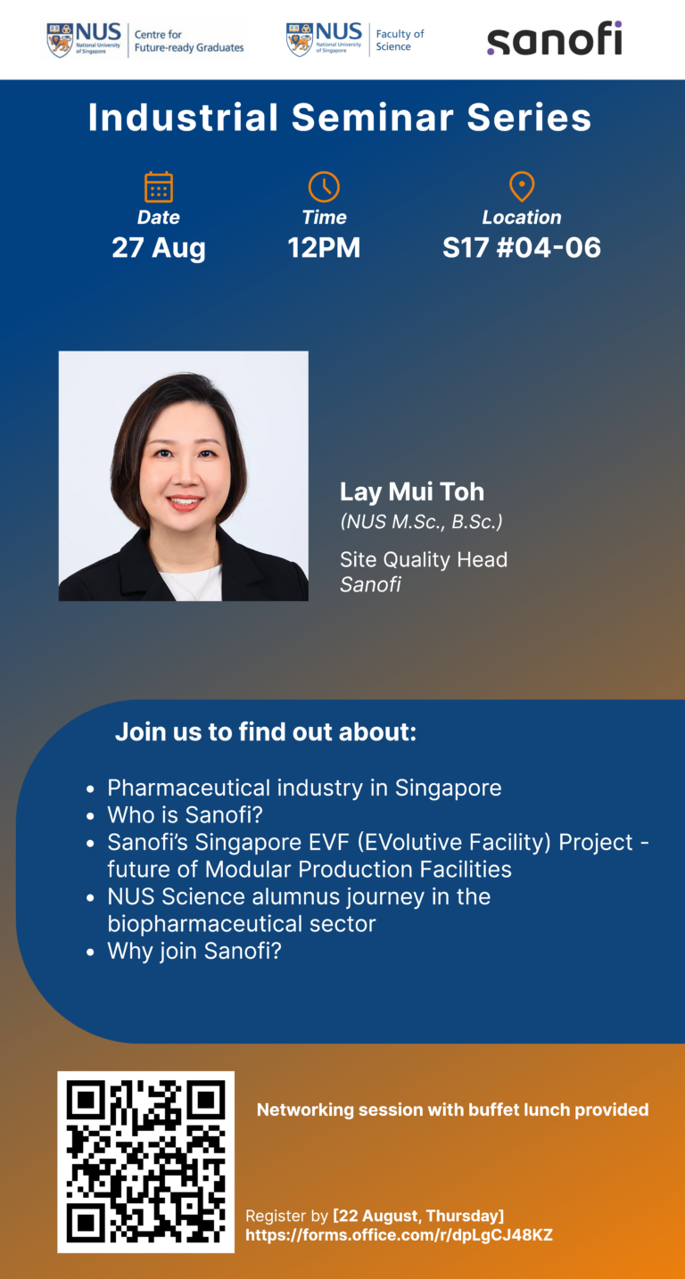 Industrial Seminar Series feat. Sanofi - NUS Faculty of Science
